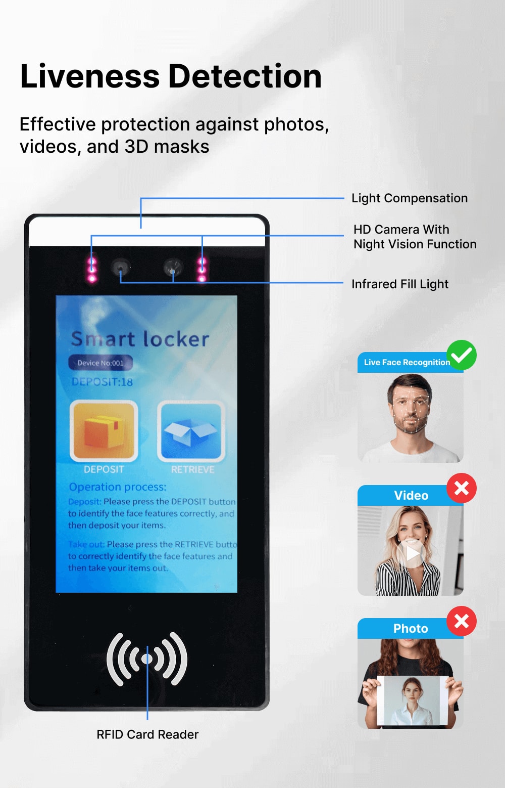 WR711 7-Inch Face Recognition Locker System - Uniwin