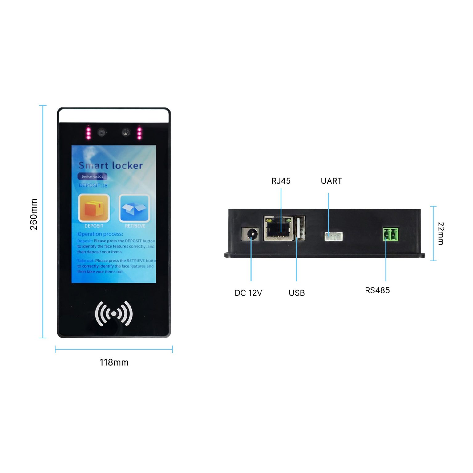 WR711 7-Inch Face Recognition Locker System - Uniwin
